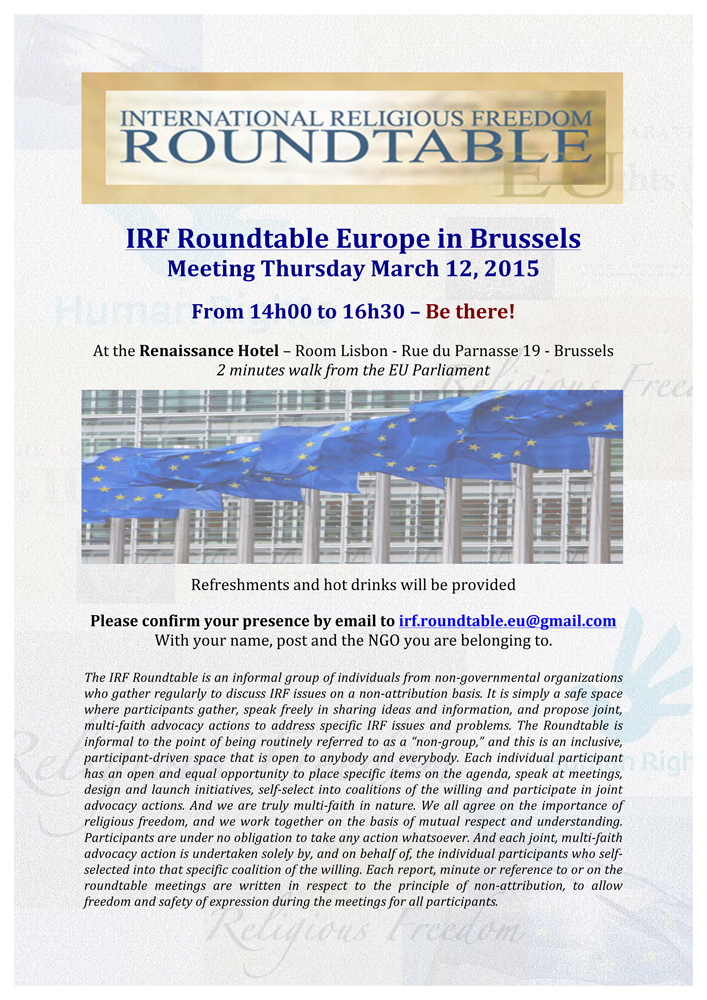 Save the date: IRF Roundtable in Europe - 12 March in Brussels | URI